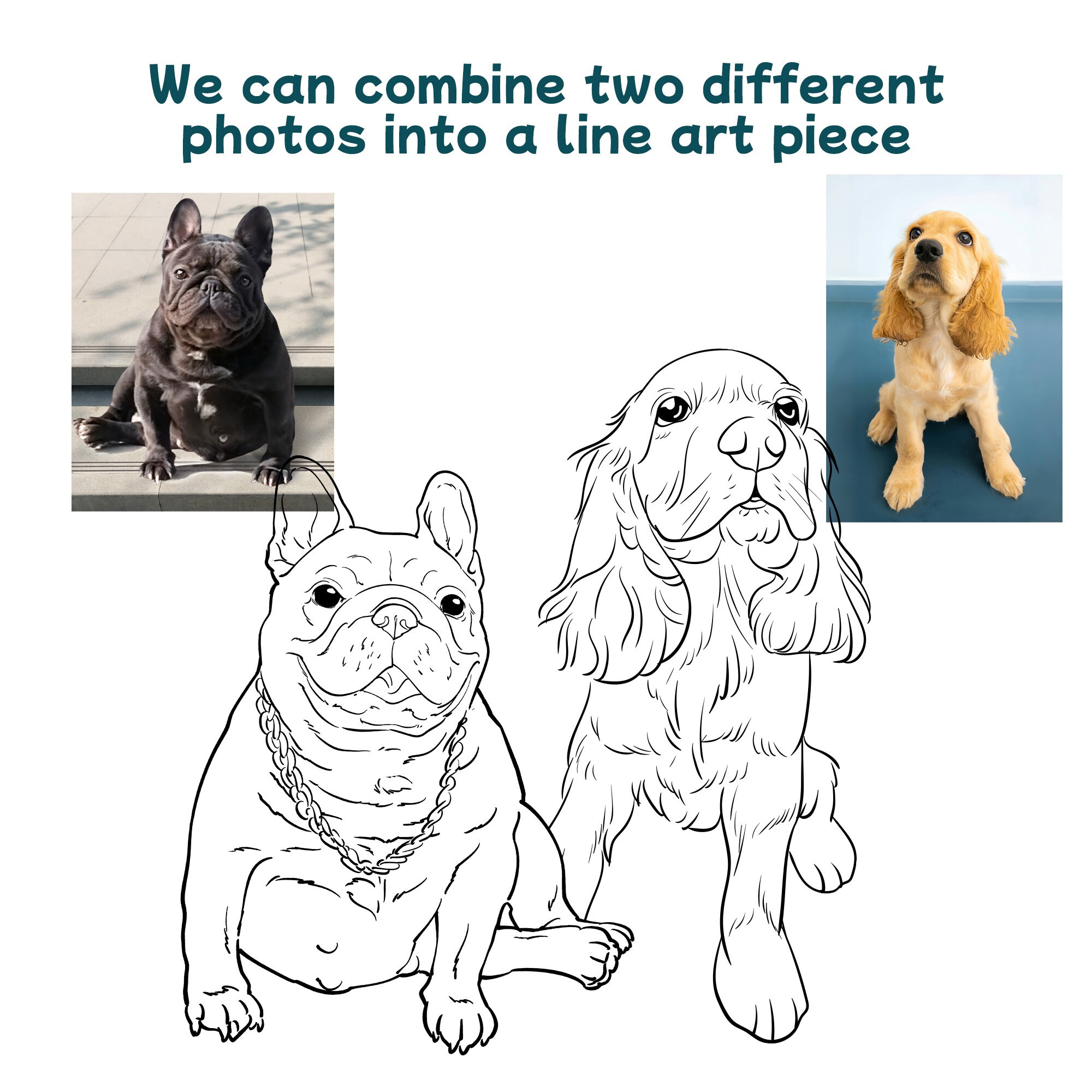 Custom Dog Outline, Dog Portrait INK, Pet Tattoo Commission, Line Art ...