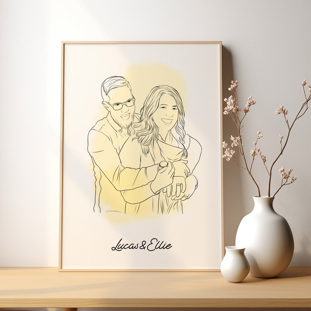 Custom Line Portrait, Custom Couple Gift, Custom Family Gift ...