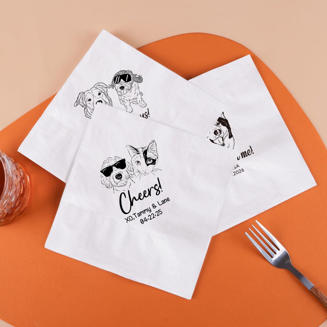 Custom Paper Napkins | Personalized Pet Napkins | Hand-drawn Pet ...