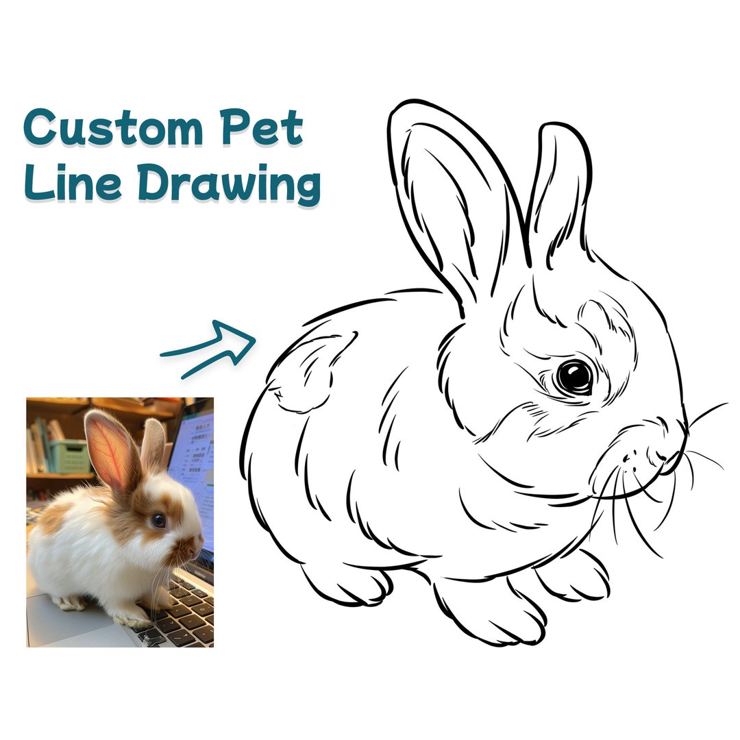 Custom Bunny Drawing, Custom Rabbit Portait, Personalized Pet Portrait ...