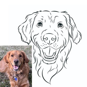 Custom Pet Line Drawing, Dog Line Drawing Tattoo, Custom Pet Outline ...