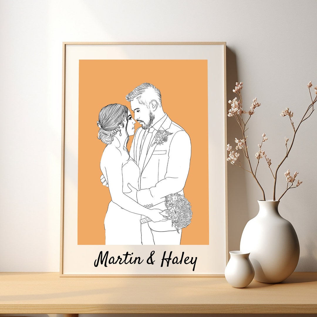 Friendship Portraitcustom Couple Portrait, Custom Line Drawing, Custom ...