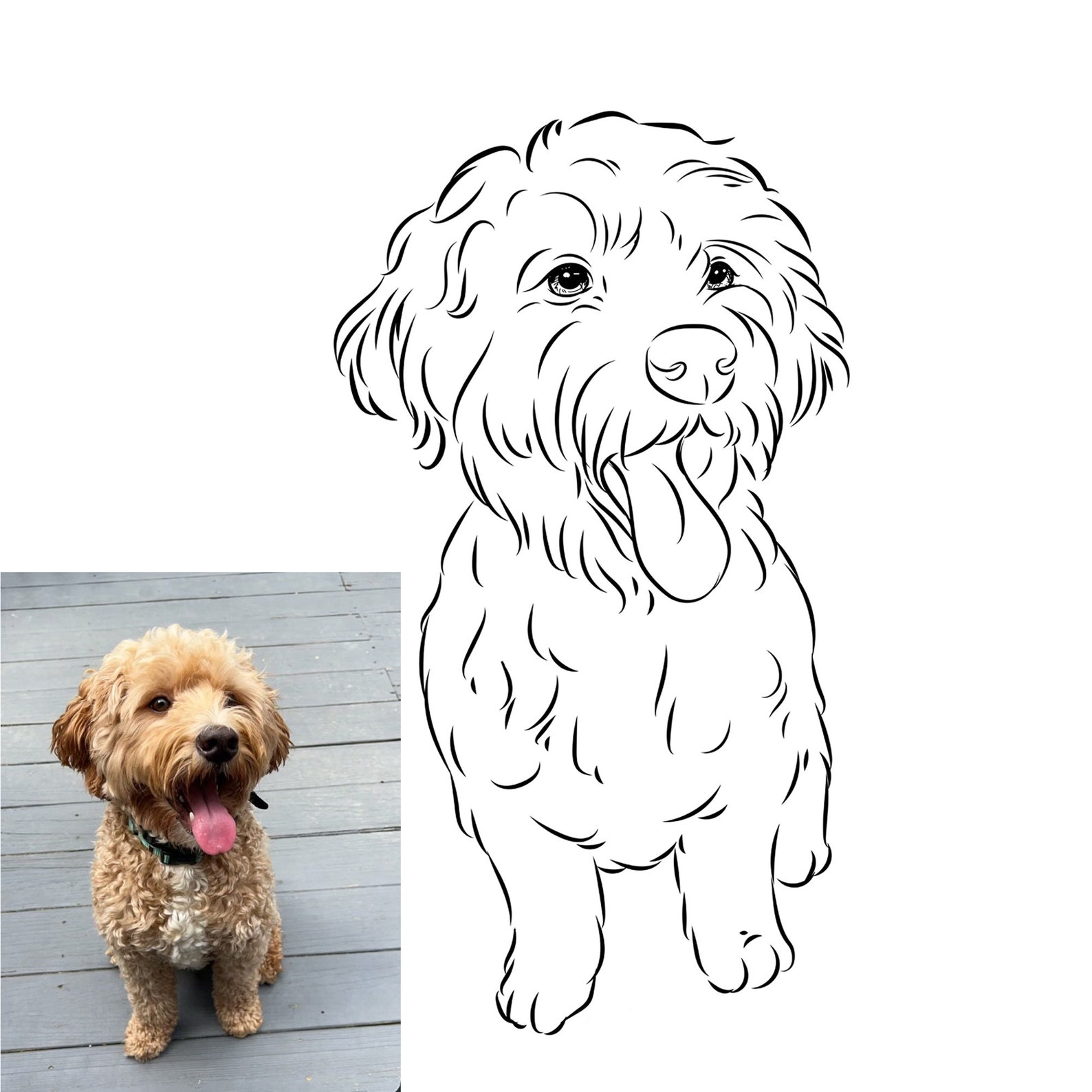 Custom Dog Outline, Dog Portrait INK, Pet Tattoo Commission, Line Art ...