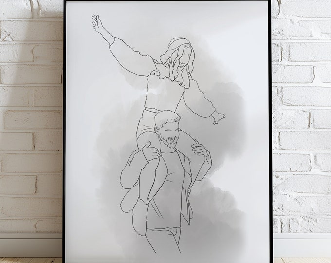 Personalized Drawing, Custom One Line Drawing , One Line Portrait ...