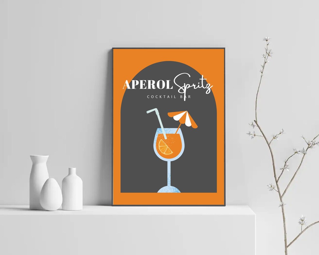 Aperol Spritz Wall Art, Cocktail, Alcohol Wall Art, Modern Wall Art ...