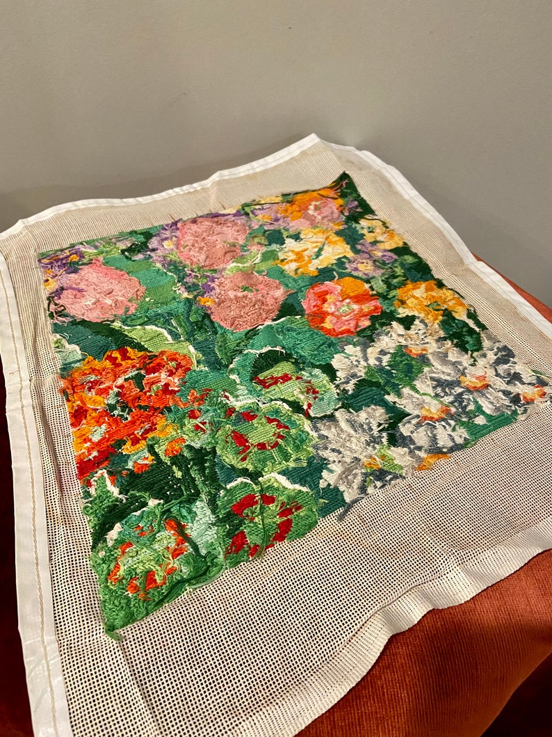 Vintage Floral Needlepoint Square - Etsy