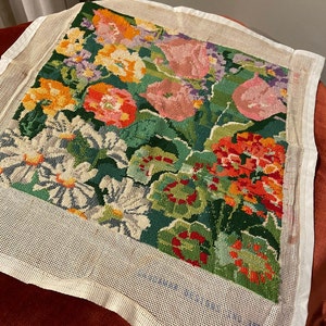 Vintage Floral Needlepoint Square - Etsy
