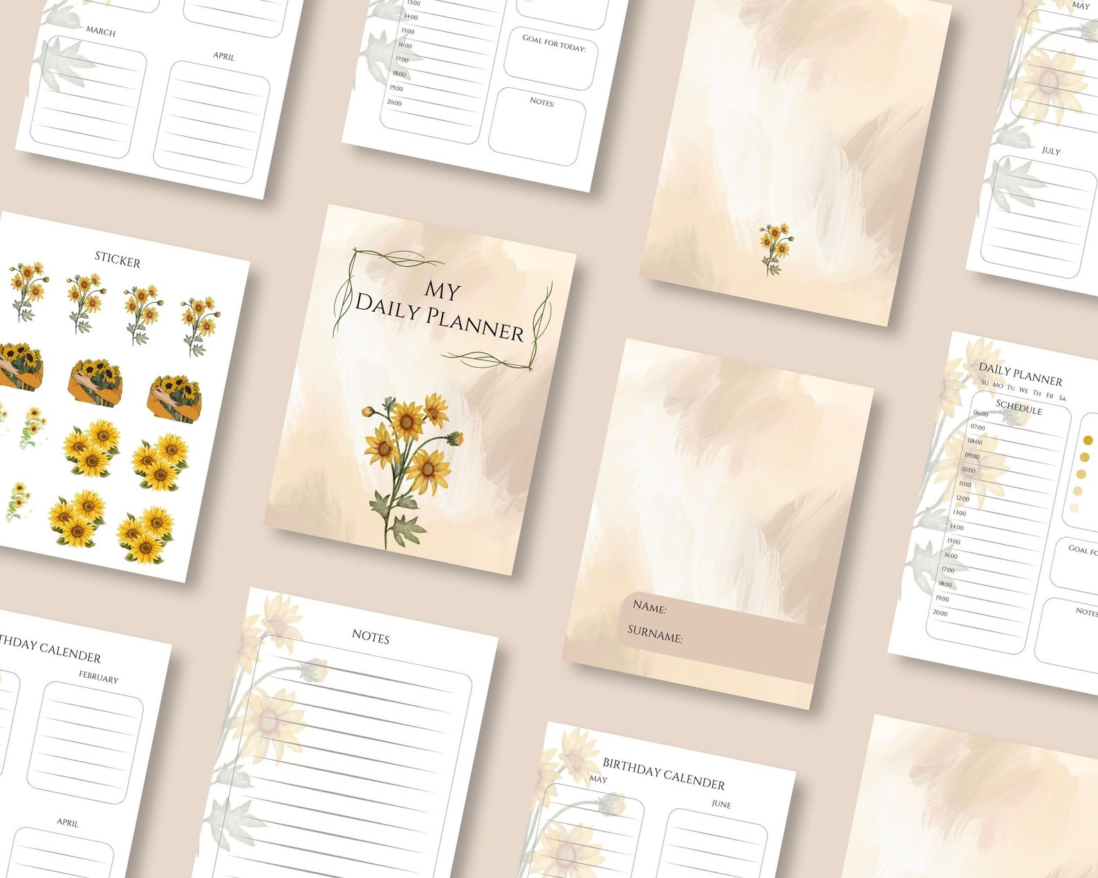 Sunflower Themed Digital Planner - Etsy