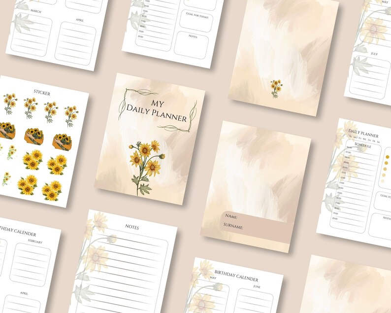 Sunflower Themed Digital Planner - Etsy