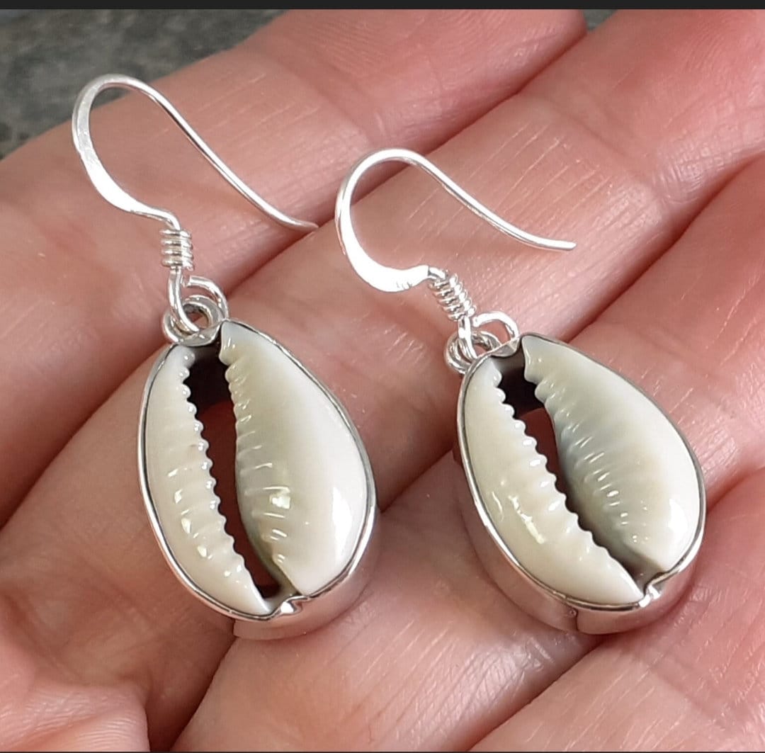Cowrie Shell Earring, African Cowry Sterling Silver Earring, Money ...