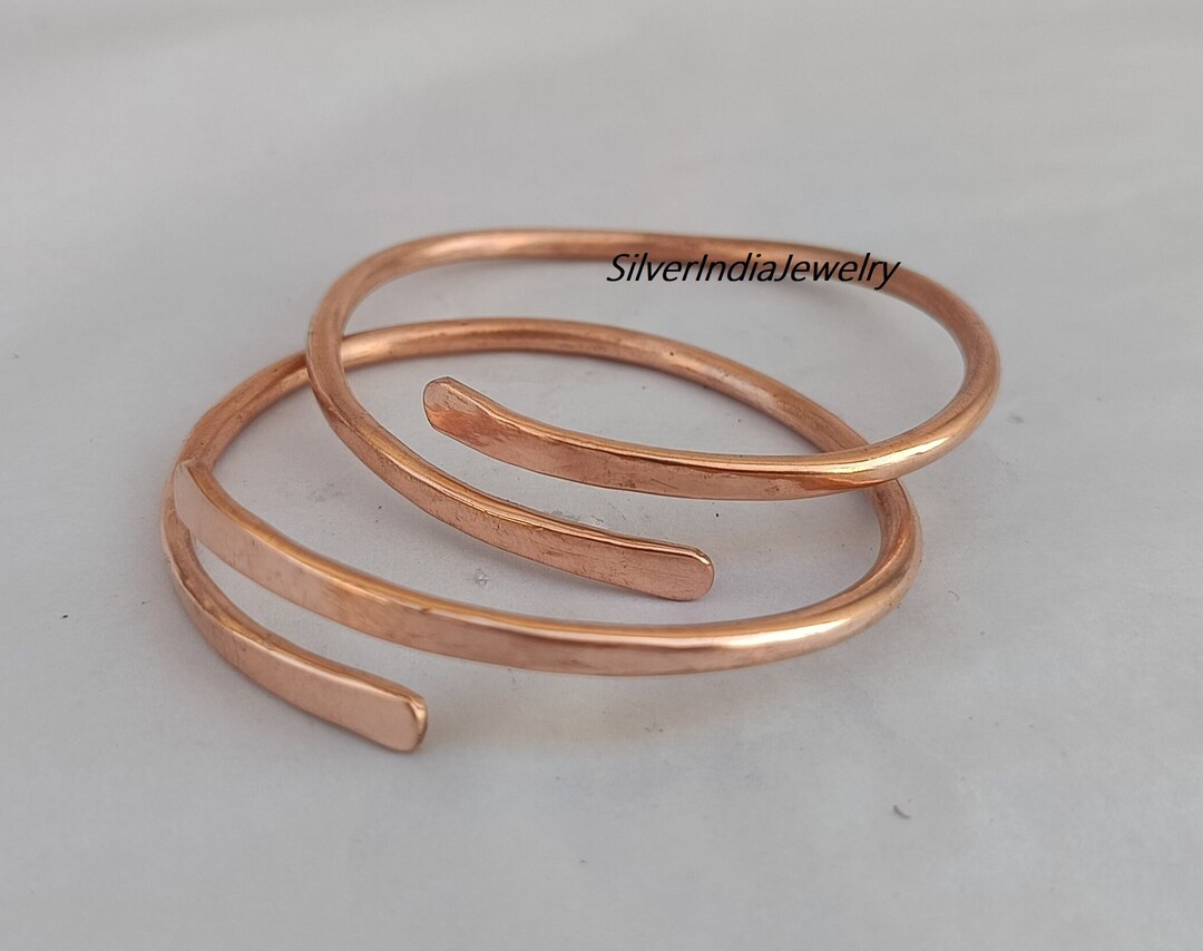 Copper Hammered Bangle, 2 Band Item,thick Copper Bangle, Pure Copper ...