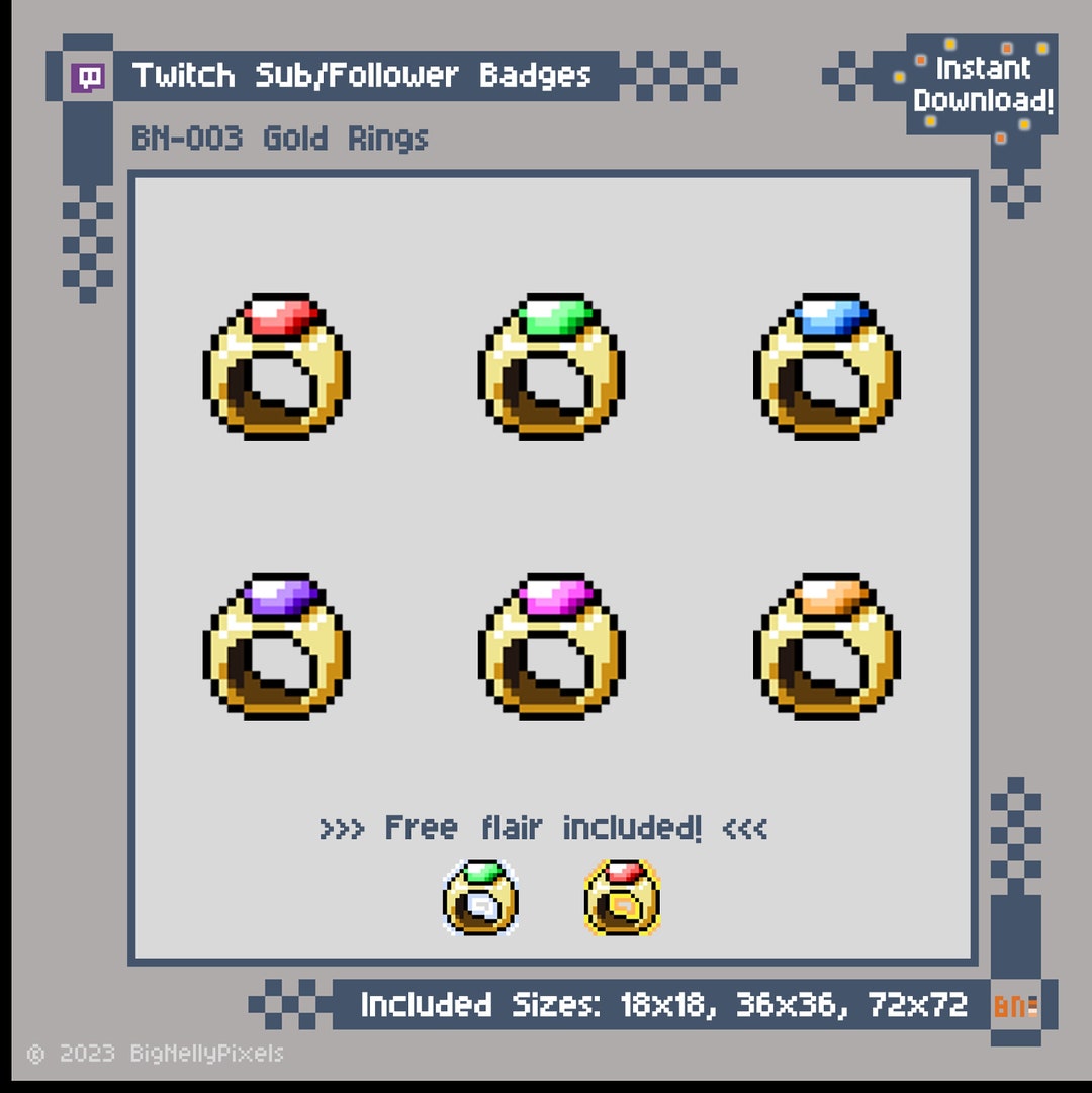 BN003 Gold Rings Twitch Kick Youtube Streamer - Etsy
