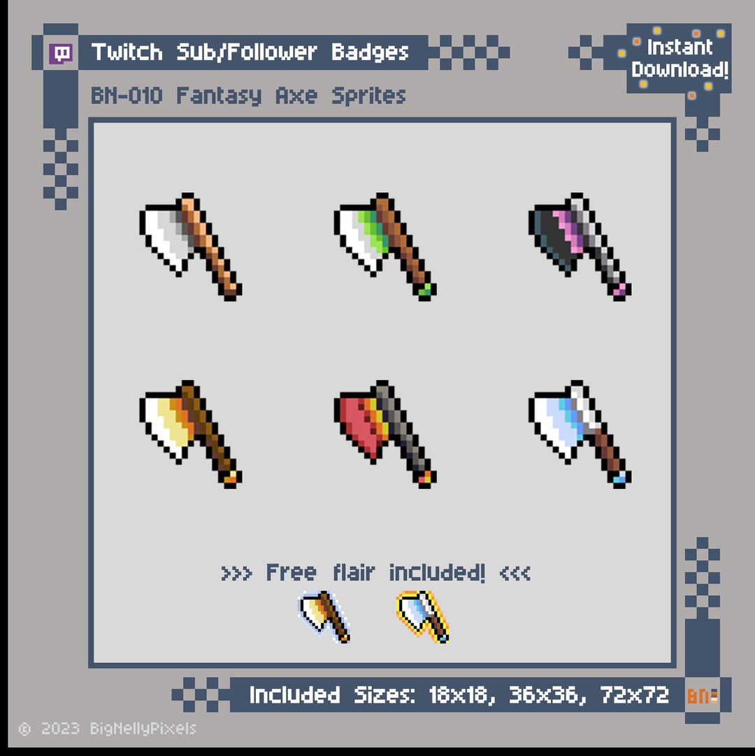BN010 Fantasy Axe Sprites Twitch, Kick, Youtube Streamer Sub/follower ...