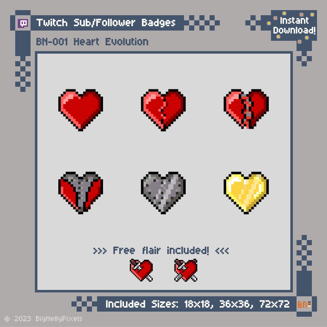 BN001 Heart Evolution Twitch, Kick, Youtube Streamer Sub/follower/emote ...