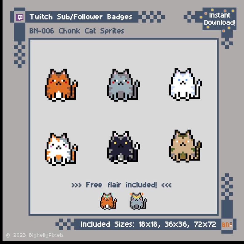 BN006 Chonk Cat Sprites Twitch Kick Youtube Streamer - Etsy Australia