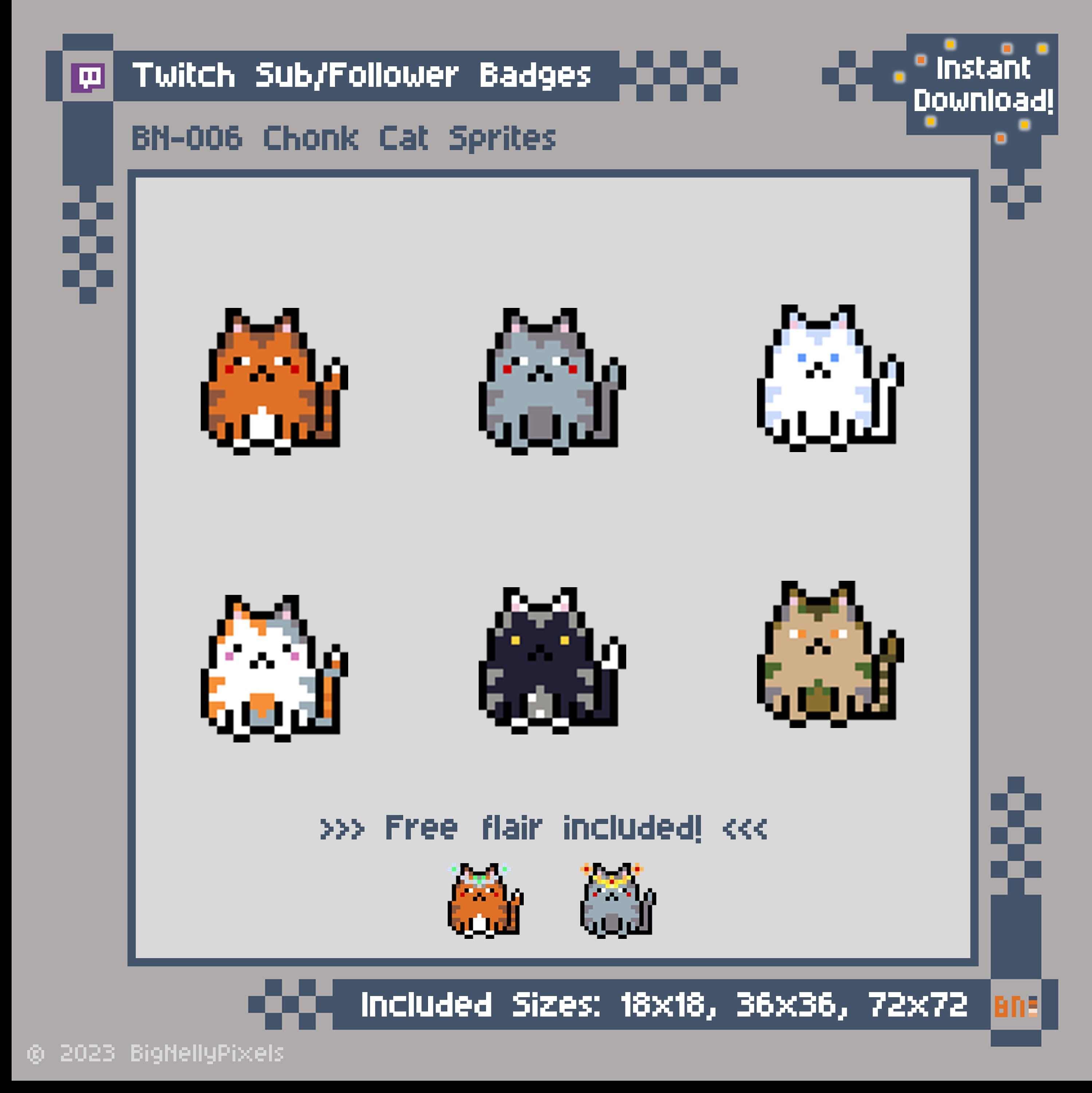 BN006 Chonk Cat Sprites Twitch, Kick, Youtube Streamer Sub/follower ...