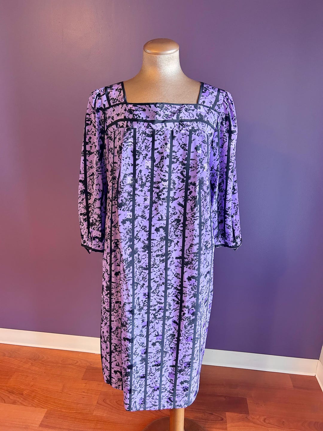 Vintage 70s Lorac Original Lady Carol Bright Purple and Black Striped ...