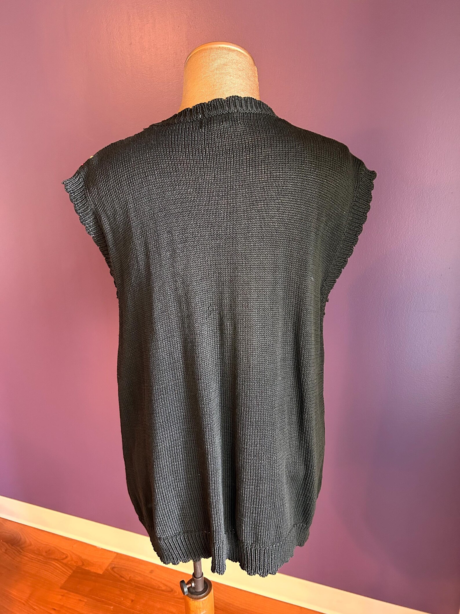 Vintage 90s Koret Adorable Black Floral Button up Vest - Etsy