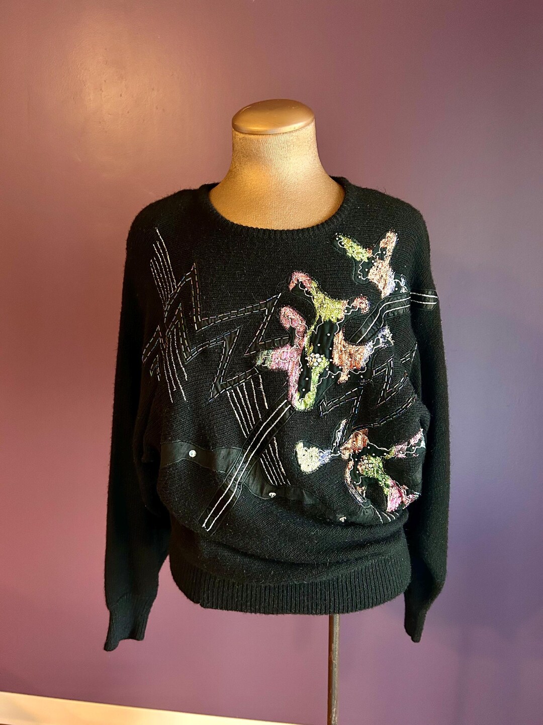 Vintage 80s Cervelle Abstract Patterned Long Sleeve Sweater - Etsy