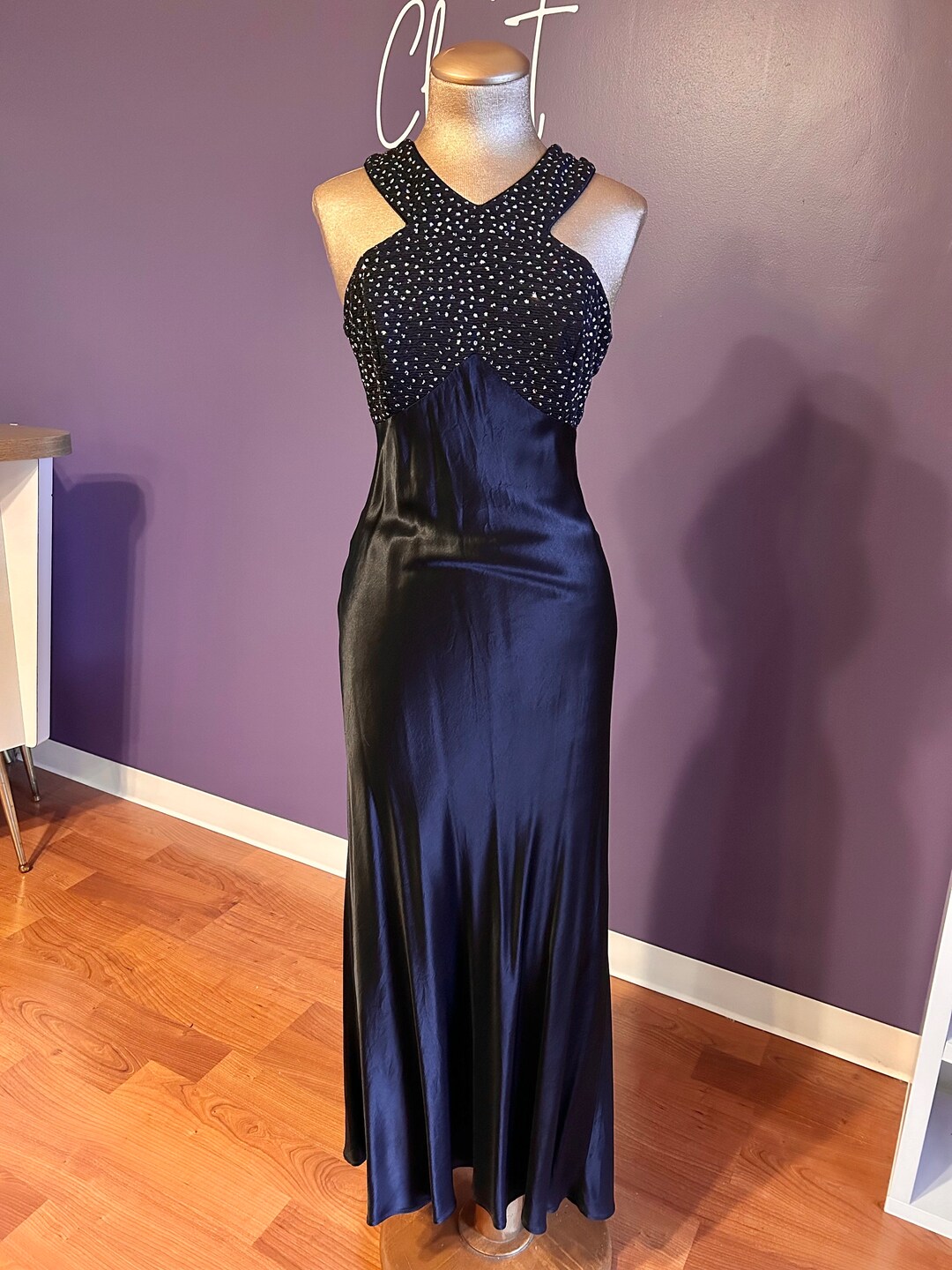 Vintage 90s L.A. Glo Black Maxi Prom Dress - Etsy