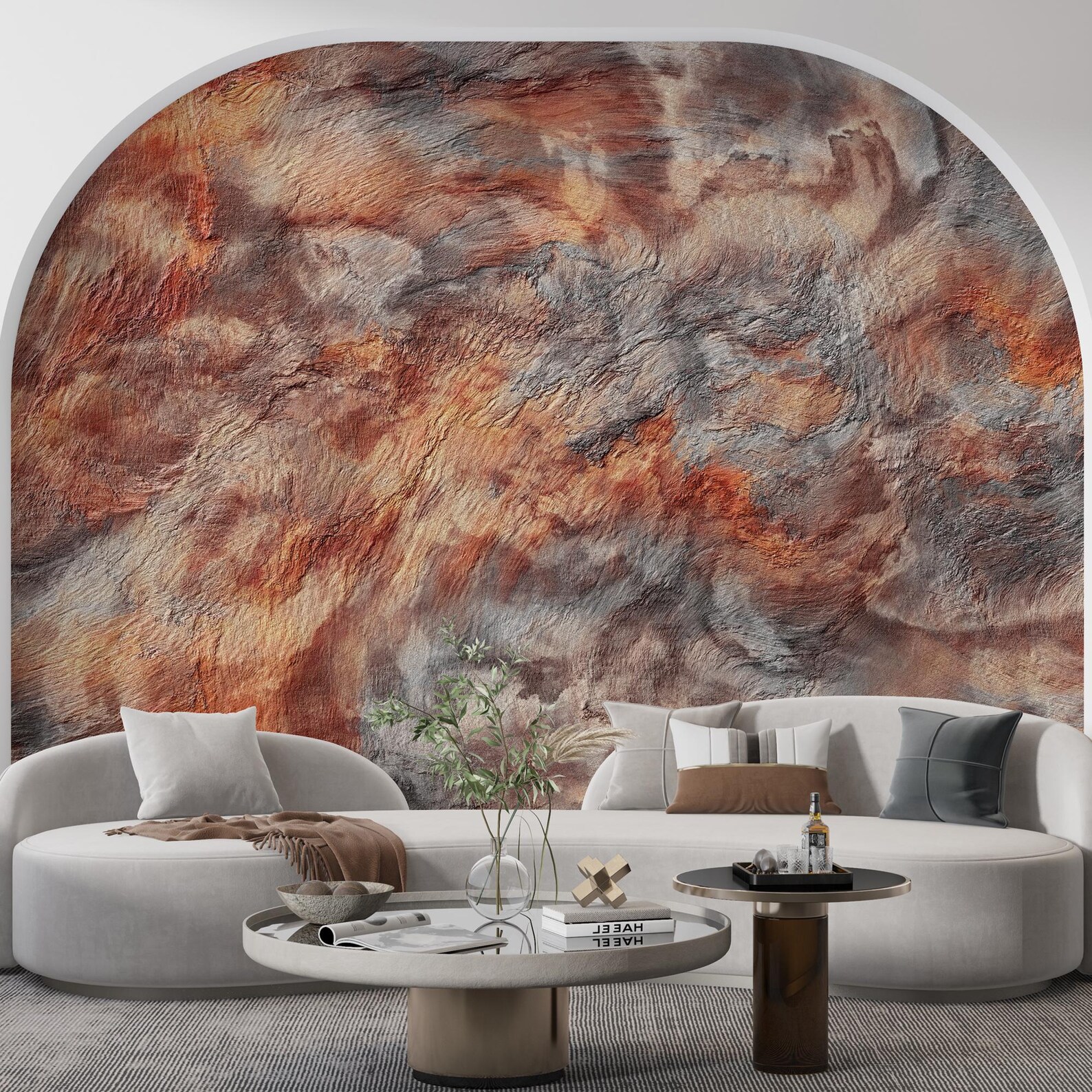 Textured Rusty Copper Wallpaper, Brown Bronze Wall Mural, Vintage Look ...