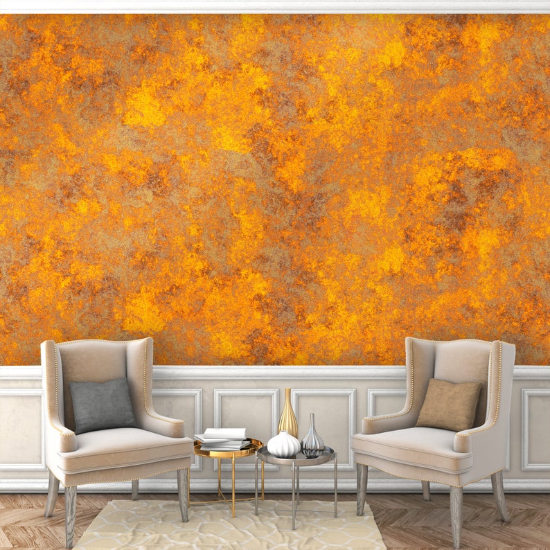 Orange Wallpaper, Brown Wallpaper, Removable Wallpaper, Home Decor ...