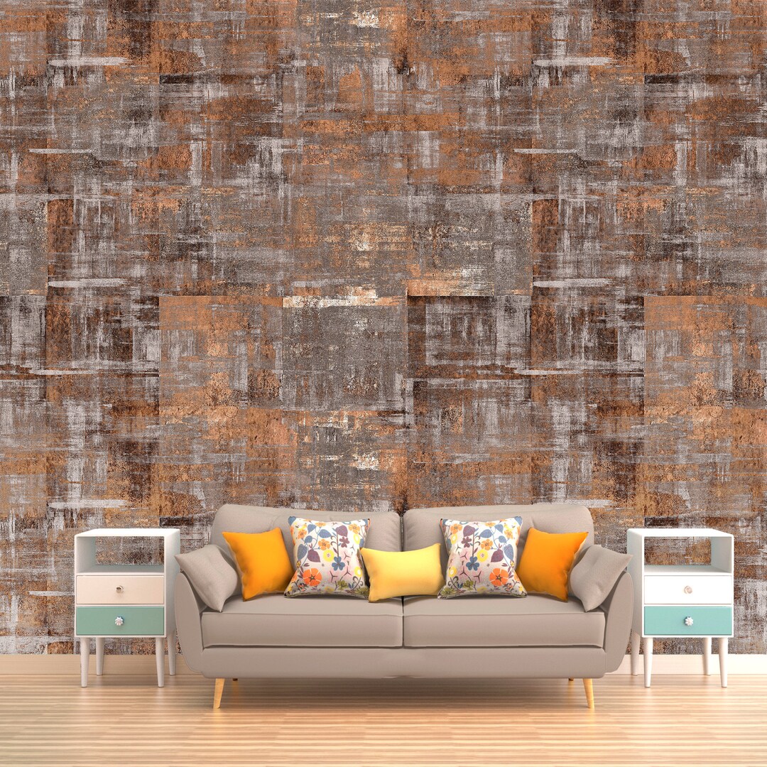 Rusty Metal Wallpaper, Removable Concrete Wallpaper, Living Room and ...