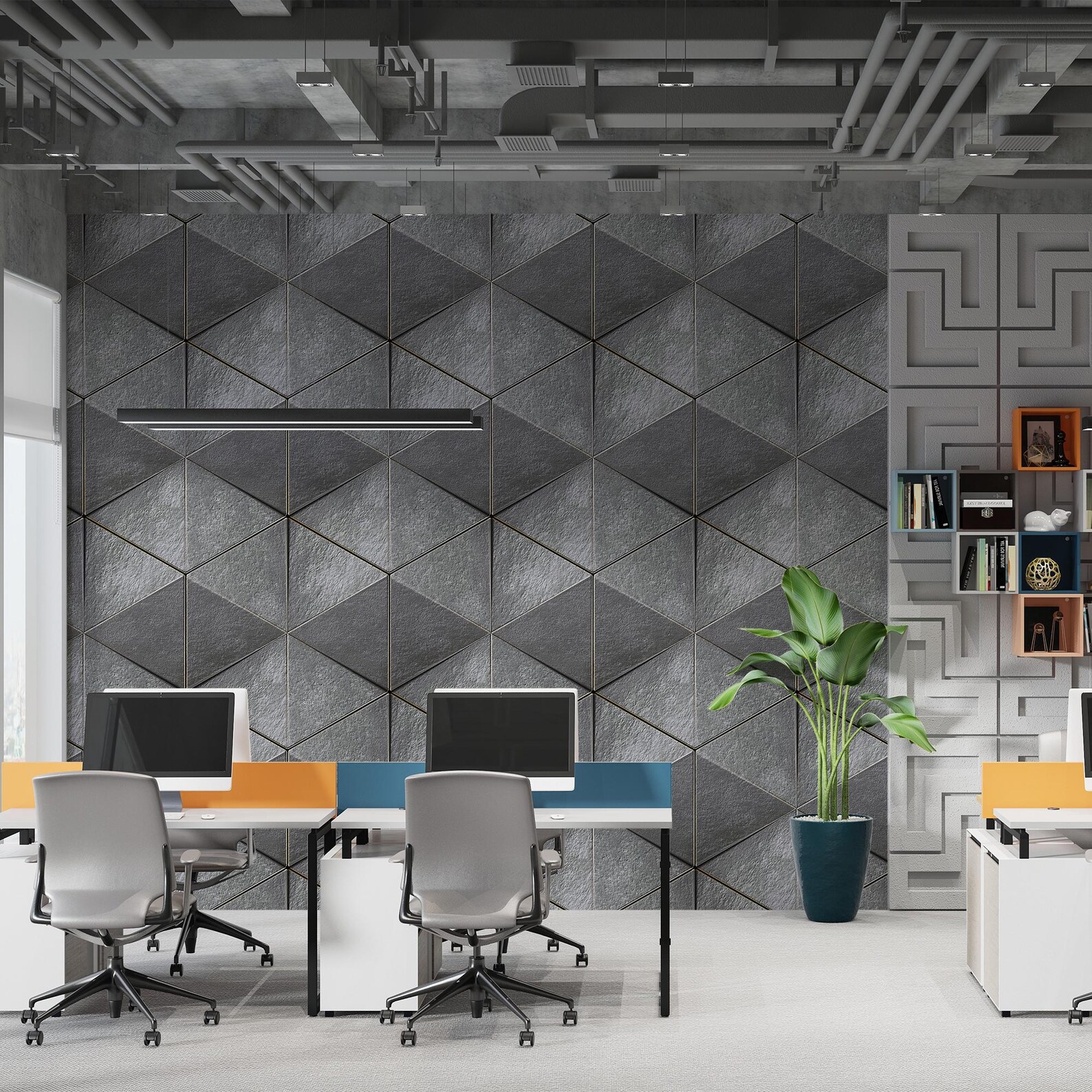 3D Gray Geometric Pattern Wallpaper, Customizable 3D Perceptive Modern ...