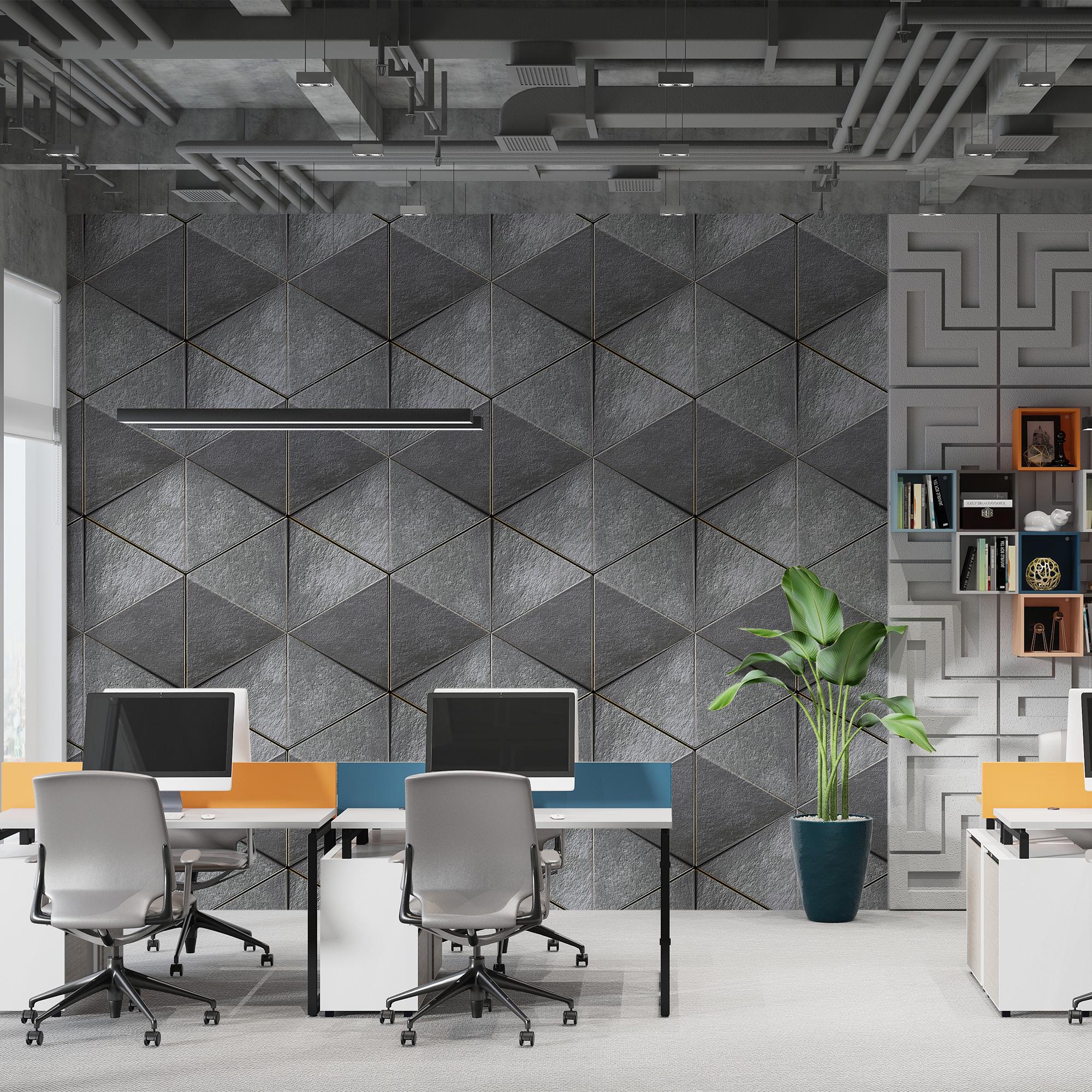3D Gray Geometric Pattern Wallpaper, Customizable 3D Perceptive Modern ...