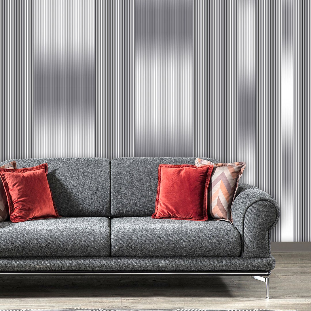 Vertical Line Wallpaper, Gray Metallic Color, 3d Shiny Lines, Modern ...