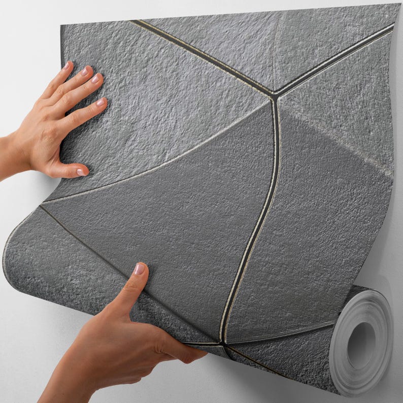 3D Gray Geometric Pattern Wallpaper, Customizable 3D Perceptive Modern ...