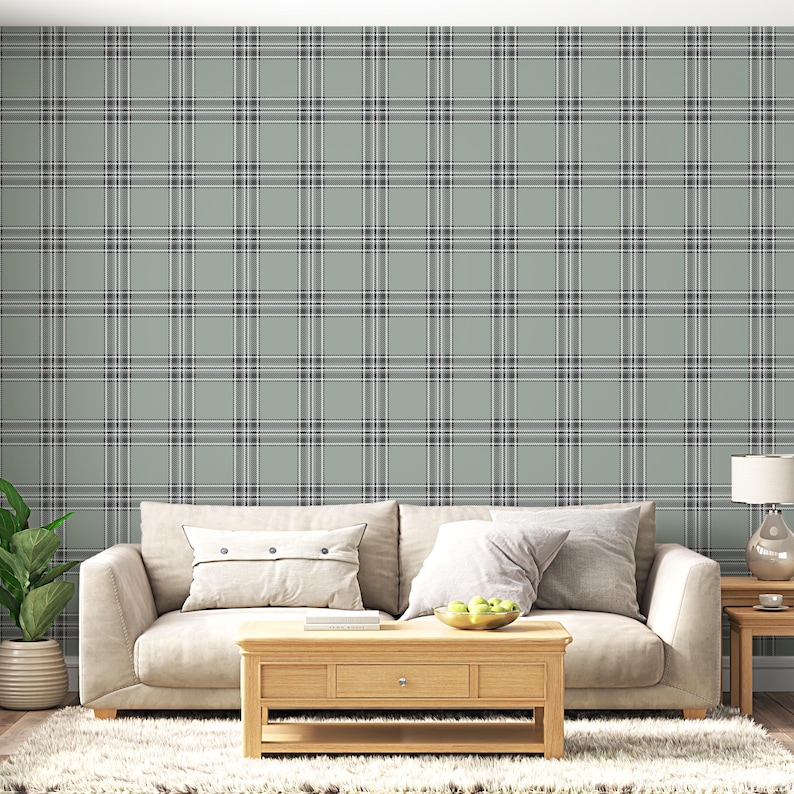 Mint Green Plaid Peel and Stick Wallpaper, Removable DIY Decor - Etsy