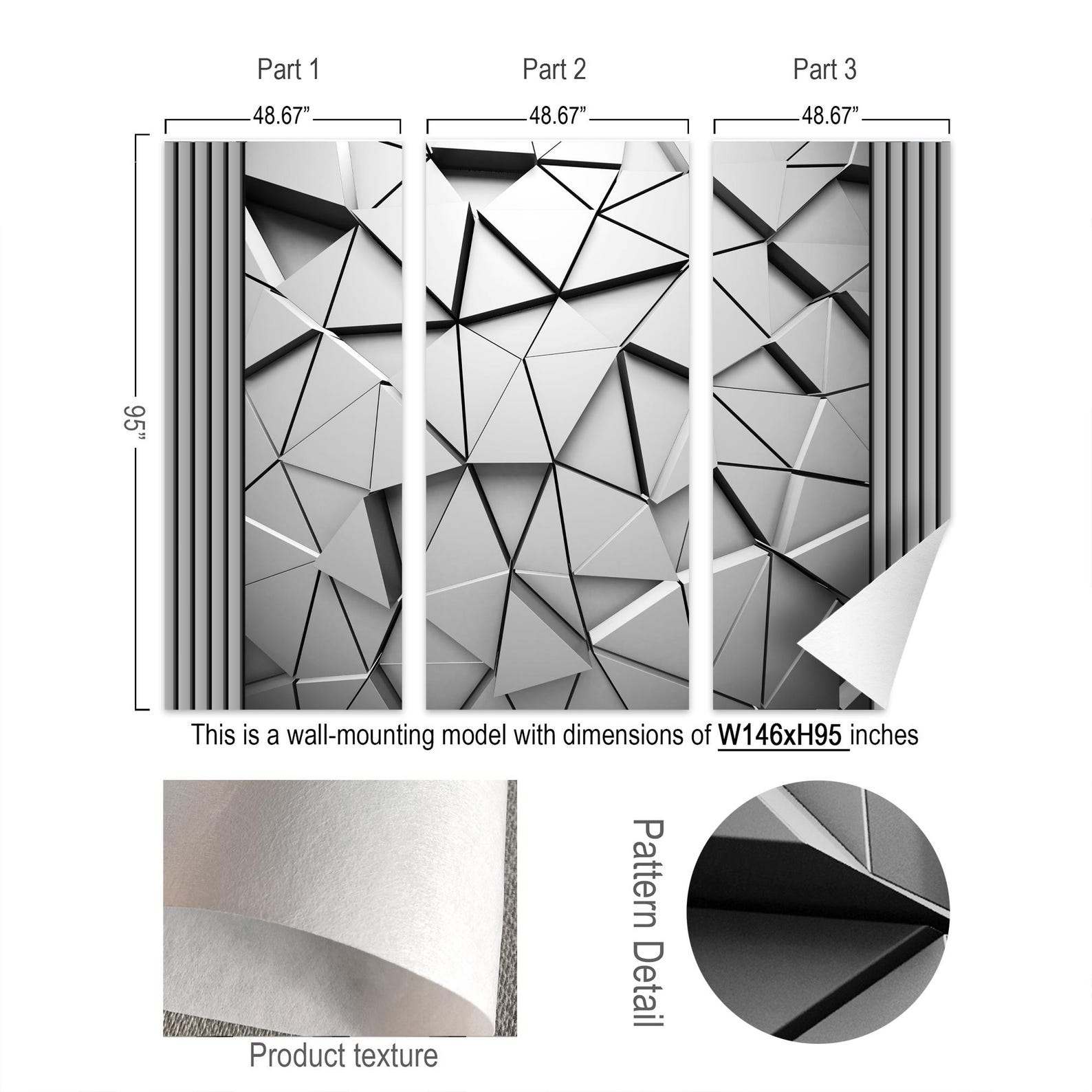 Abstract Gray 3D Wallpaper: Modern Geometric Fabric Wall Mural - Etsy
