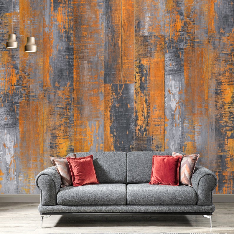 Rust Orange Abstract Wallpaper Mural, Loft Concrete Texture - Etsy