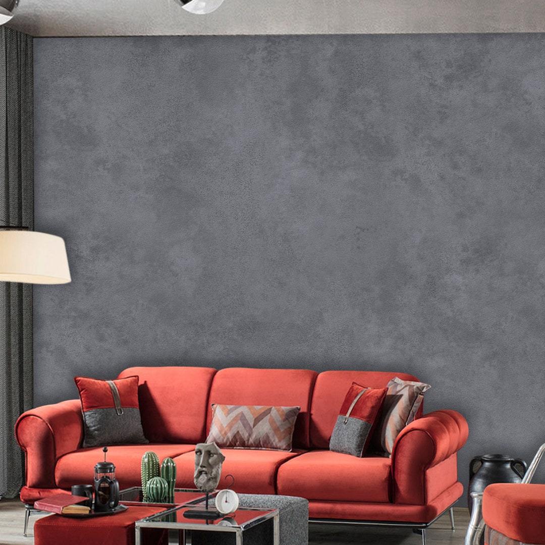 Anthracite Wallpaper, Dark Gray Color, Textured Plaster Pattern ...