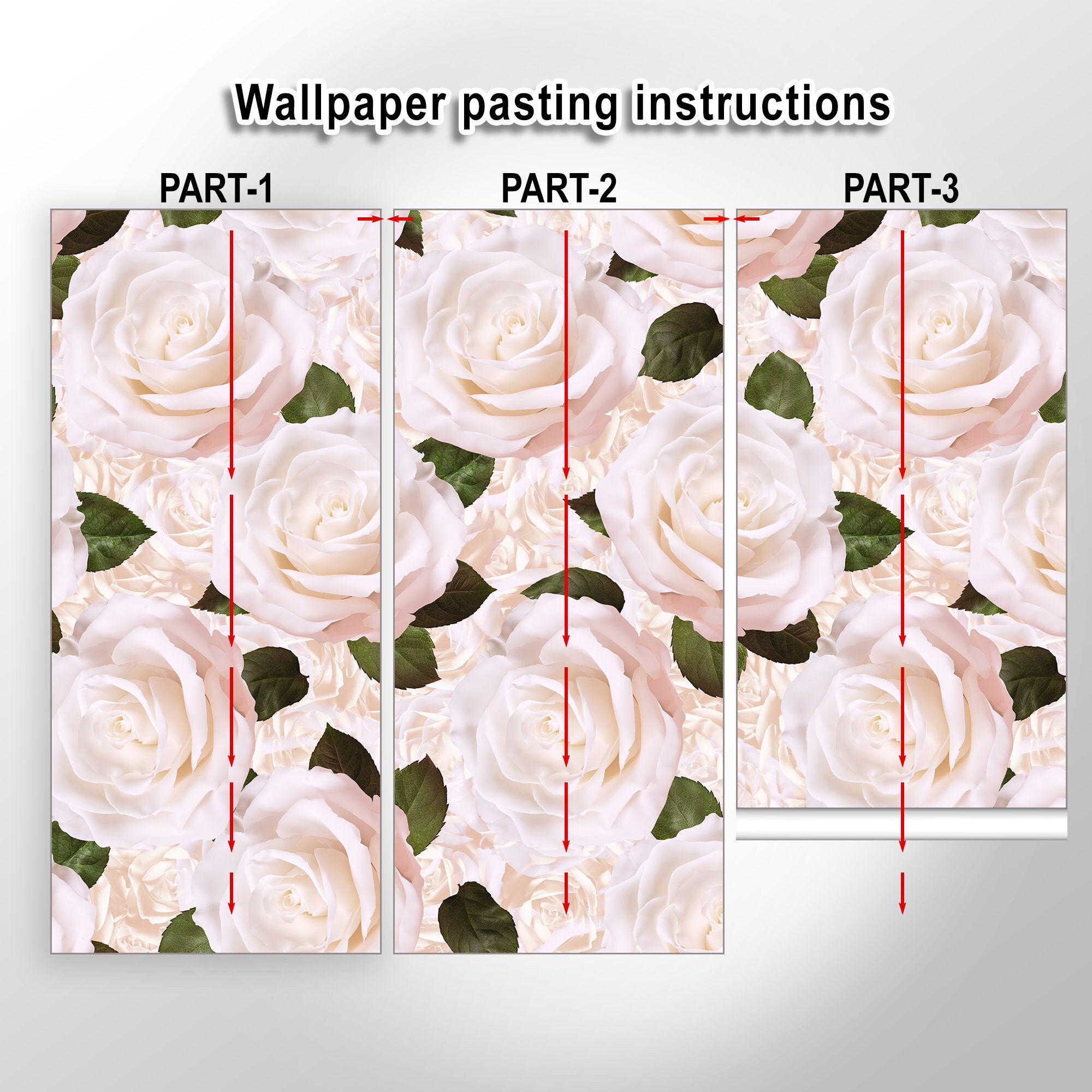 Rose Pattern Wallpaper White Cream Color Rose Petal Natural - Etsy