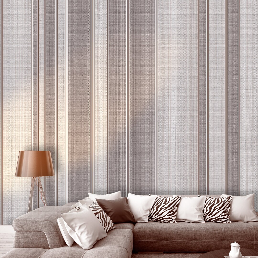 Vertical Striped Wallpaper, Brown Color, Fabric Texture Pattern ...