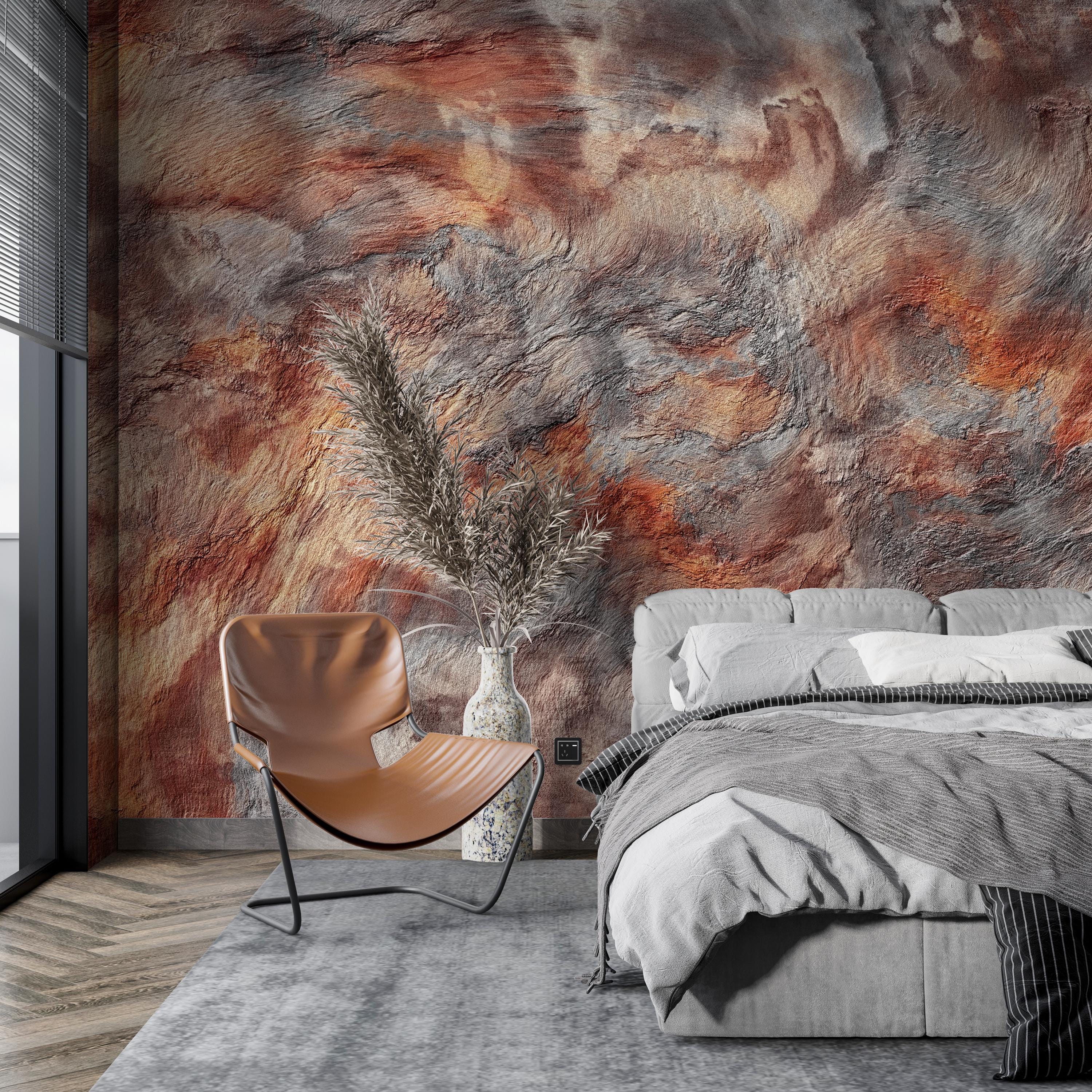 Textured Rusty Copper Wallpaper, Brown Bronze Wall Mural, Vintage Look ...