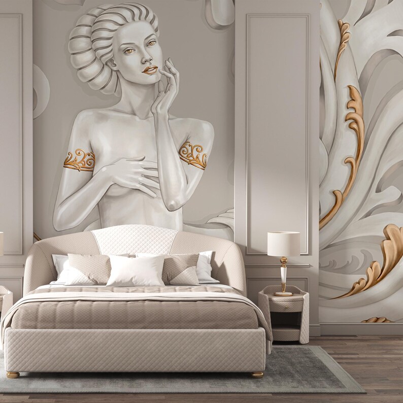 Woman Body Abstract Wall Mural, Realistic Gold Art Wallpaper - Etsy