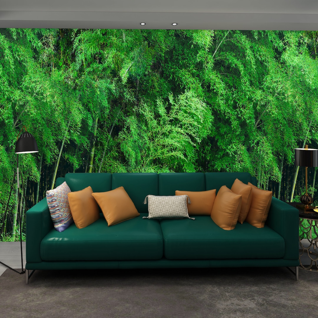 Forest Tree Mural Wallpaper, Green Wallpaper, Bamboo Wallpaper ...