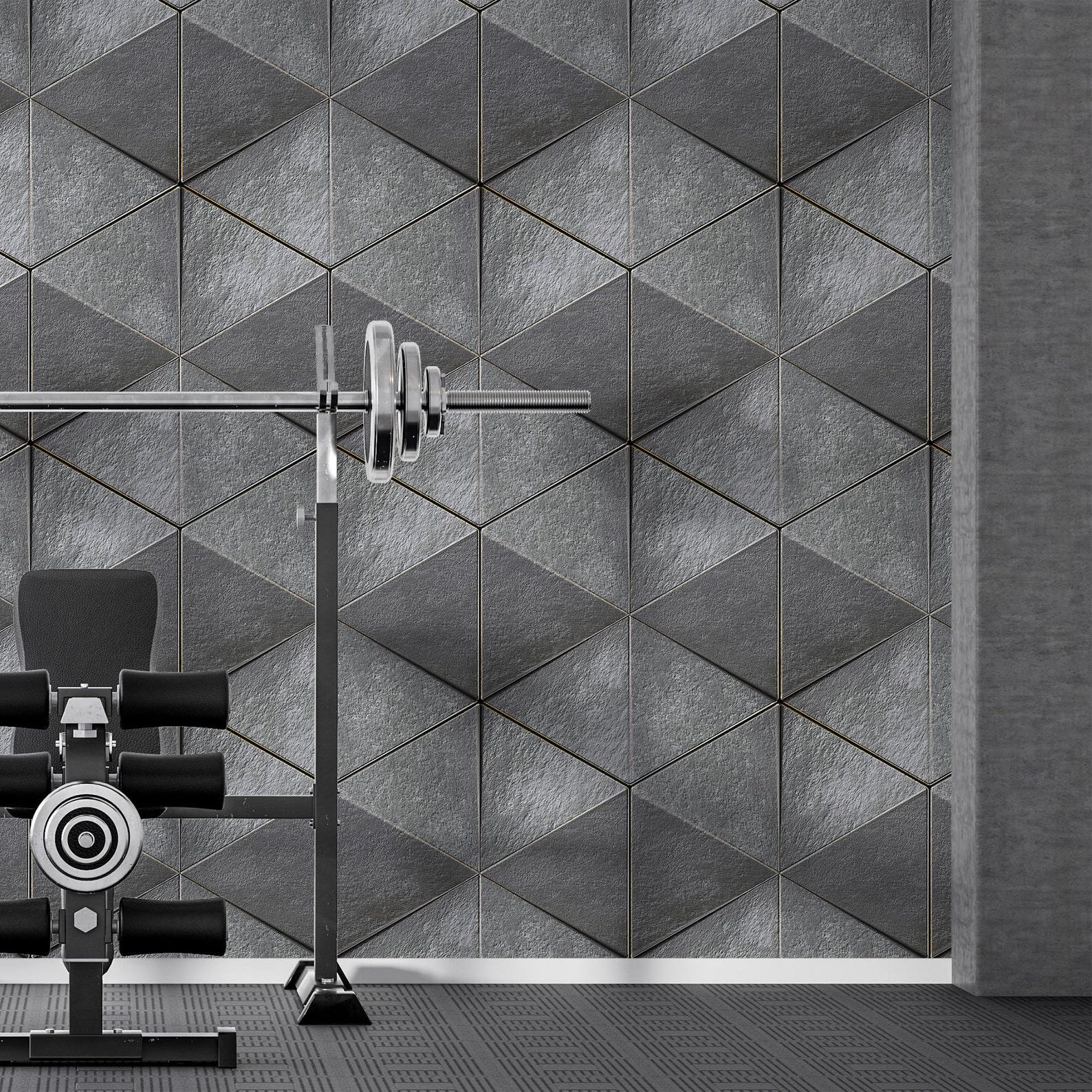 3D Gray Geometric Pattern Wallpaper, Customizable 3D Perceptive Modern ...