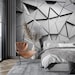 Abstract Gray 3D Wallpaper: Modern Geometric Fabric Wall Mural - Etsy