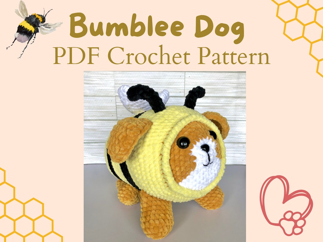 Bumblebee Dog Crochet Pattern. Plush Throw Pillow. Dog Pillow Crochet ...