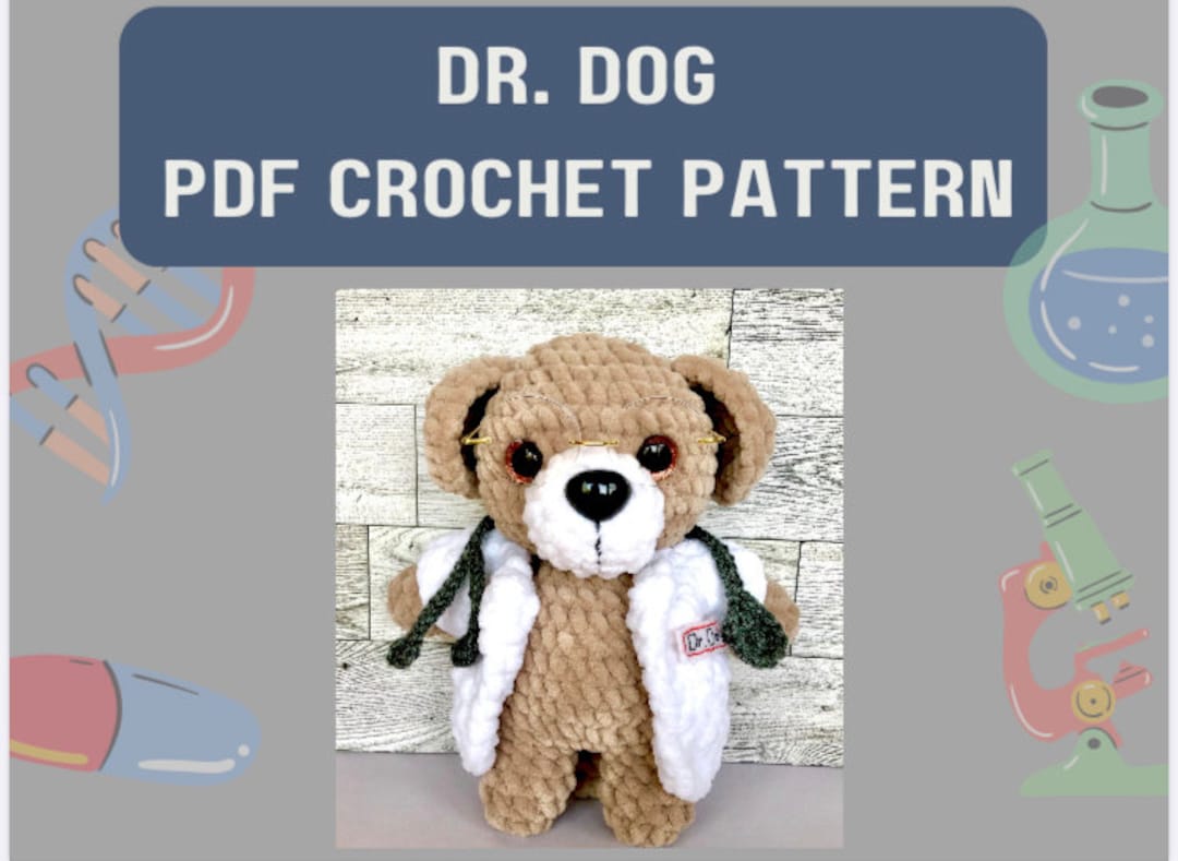 Doctor Dog Crochet Pattern. Amigurumi Dog Pattern. Toy Plushie Pattern ...
