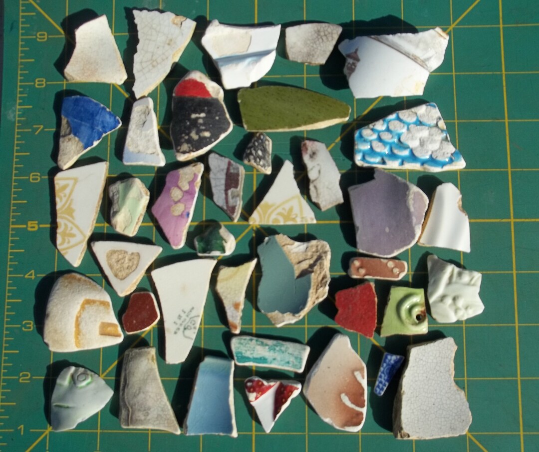 38 Pieces Broken Pottery Reclaimed Salvage Water Worn Creek - Etsy