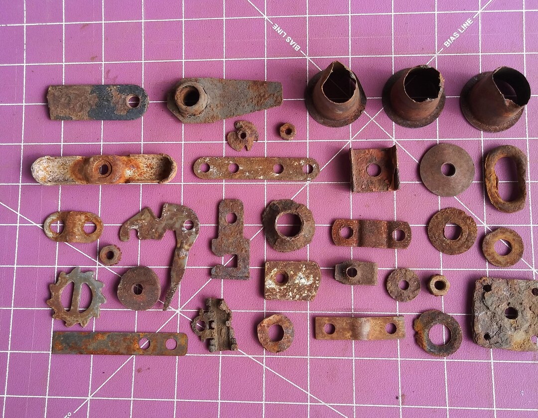 32 Rusty Metal Pieces With Holes Altered Art Supplies Assemblage ...