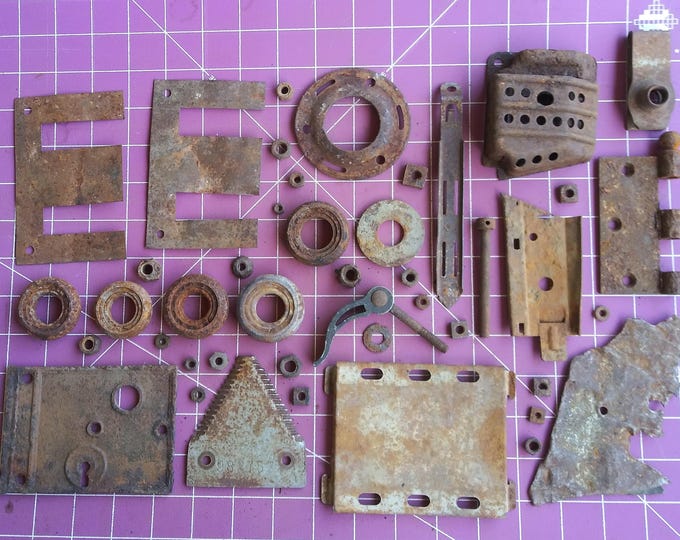 44 Rusty Metal Pieces With Holes Altered Art Supplies Assemblage ...
