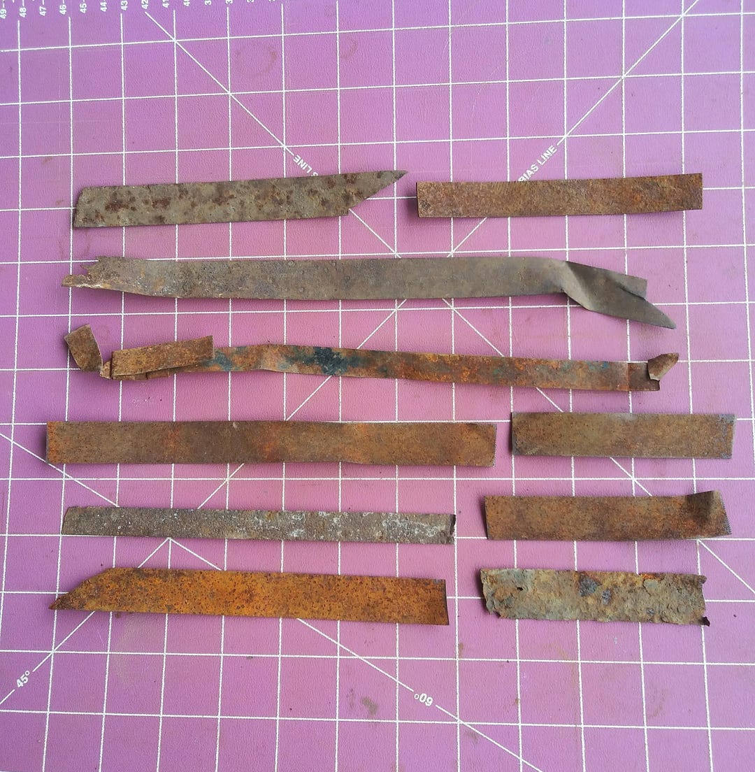 10 Rusty Metal Straight Flat Strips Altered Art Supplies Steampunk ...