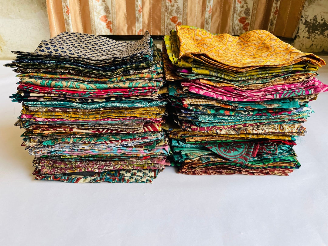 Silk Sari Scarf Lot – Vintage Indian Wraps, Mixed Colors, Gift for ...