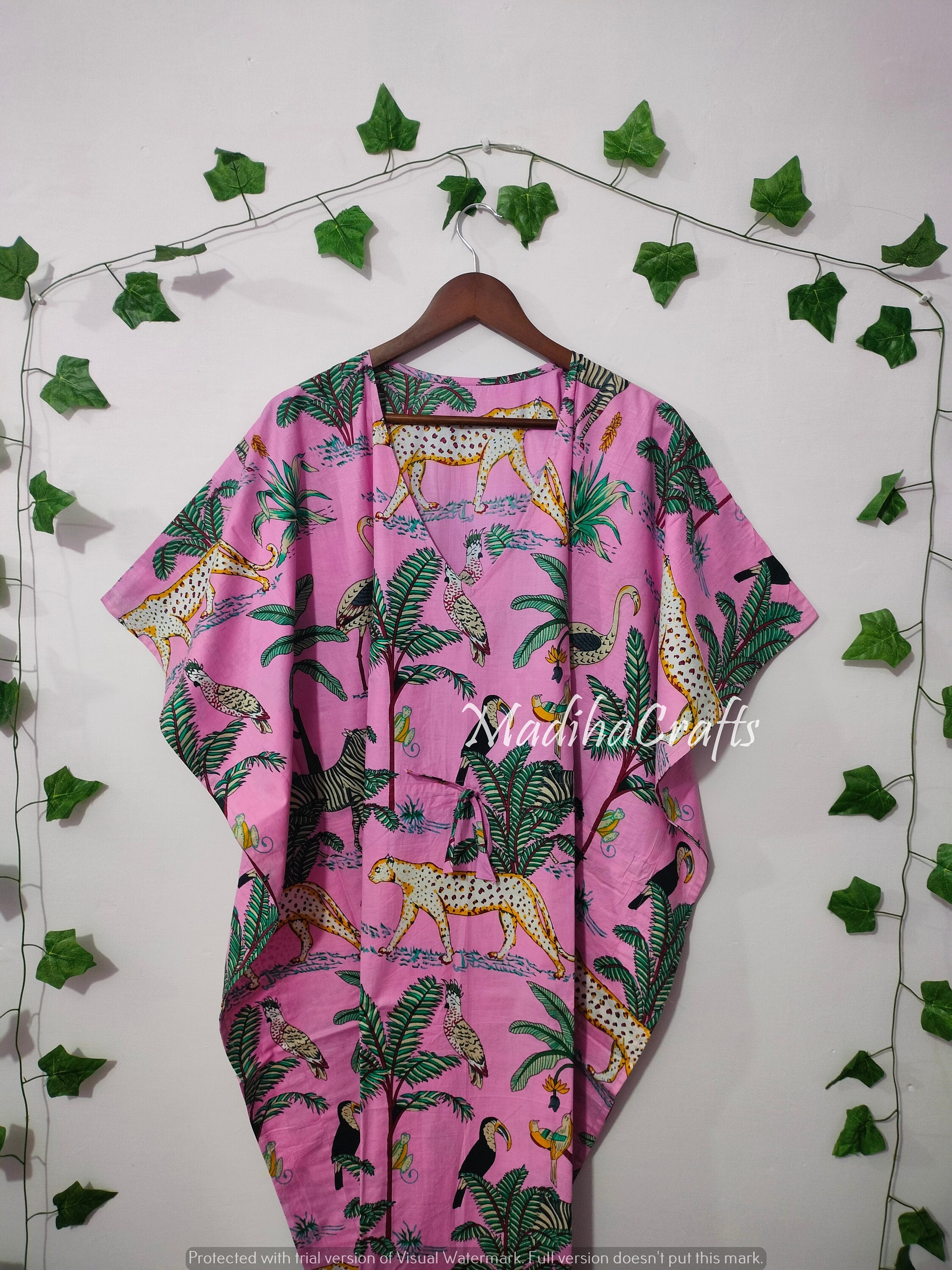Indian Cotton Kaftan Floral Print Maxi, Hand Block Print Kaftan, Party ...